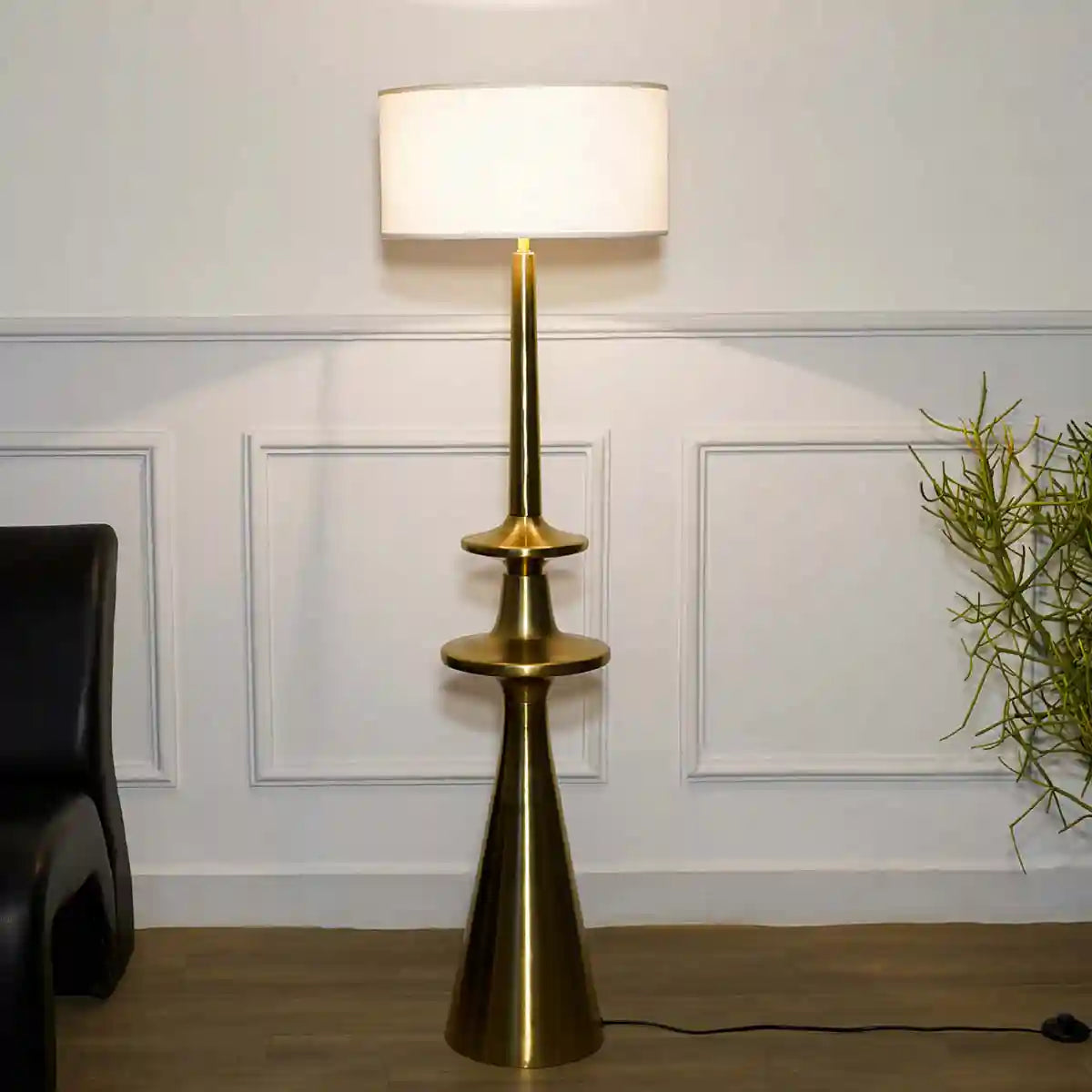 GLOUCESTER Metal Floor Lamp With White Cotton Shade – KAPOOR-E-ILLUMINATIONS PRIVATE LIMITED