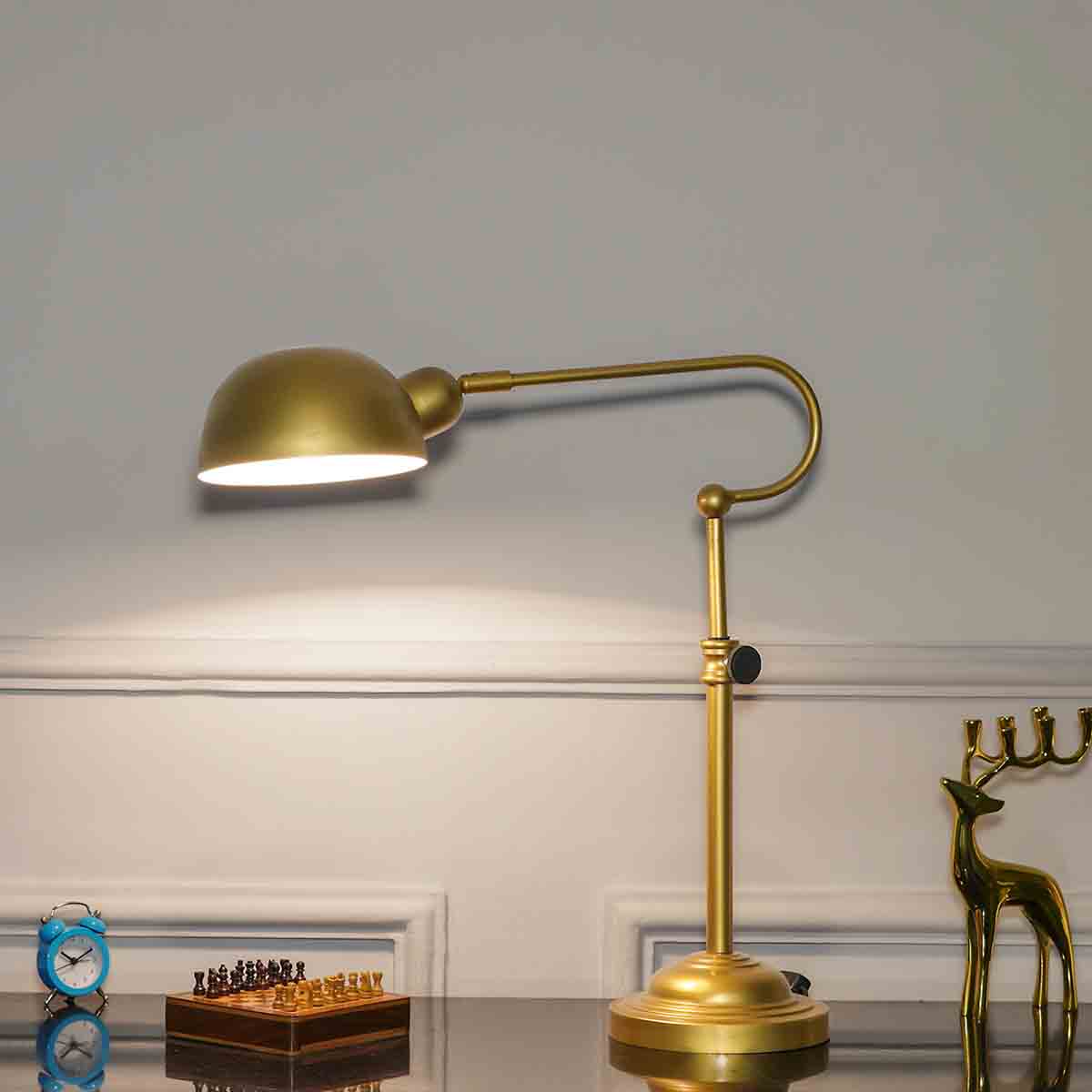BORGILLIO Antique Brass Finish Metal Study Table Lamp – KAPOOR-E ...