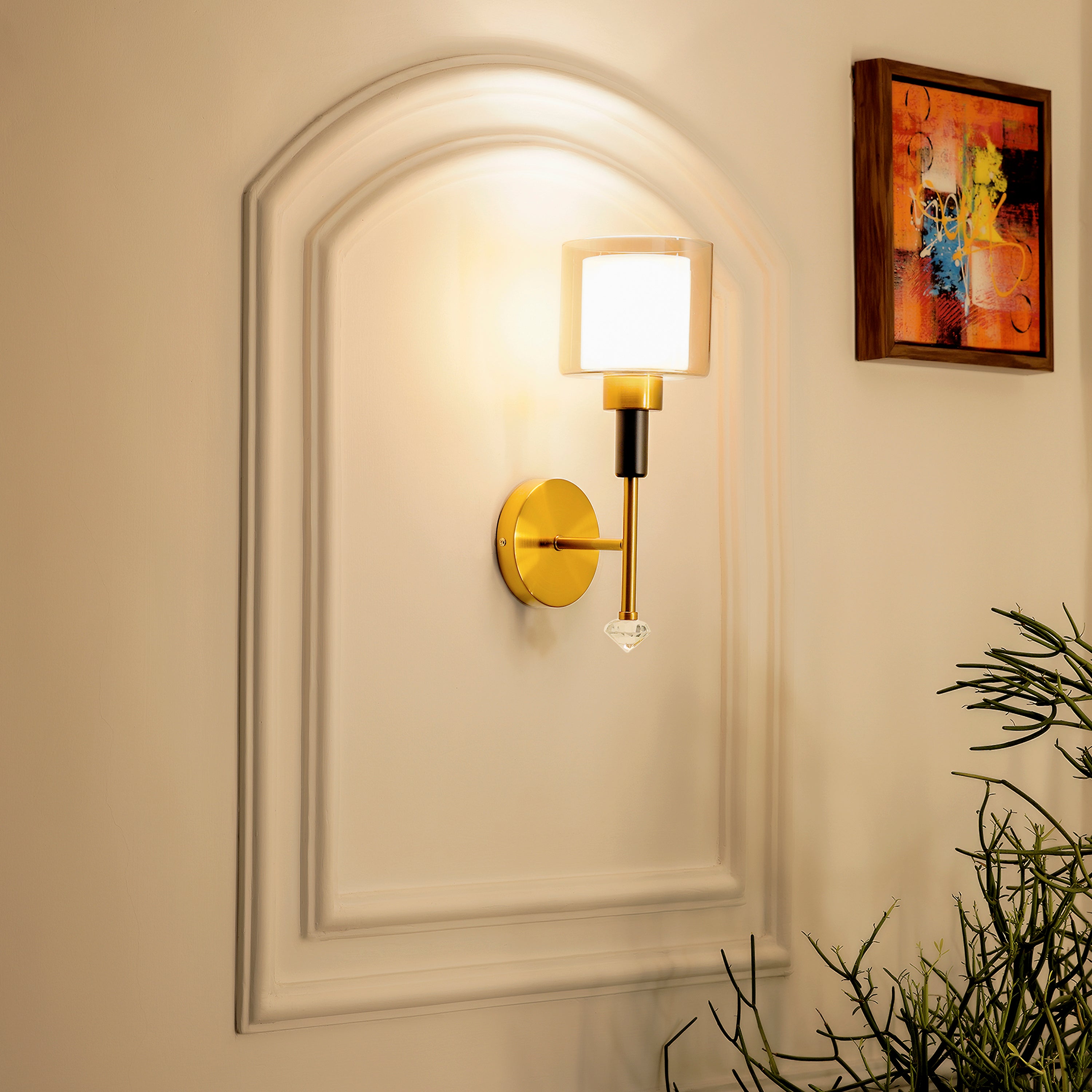 Bombazine Single Light Glass and Metal Wall Light – KAPOOR-E ...